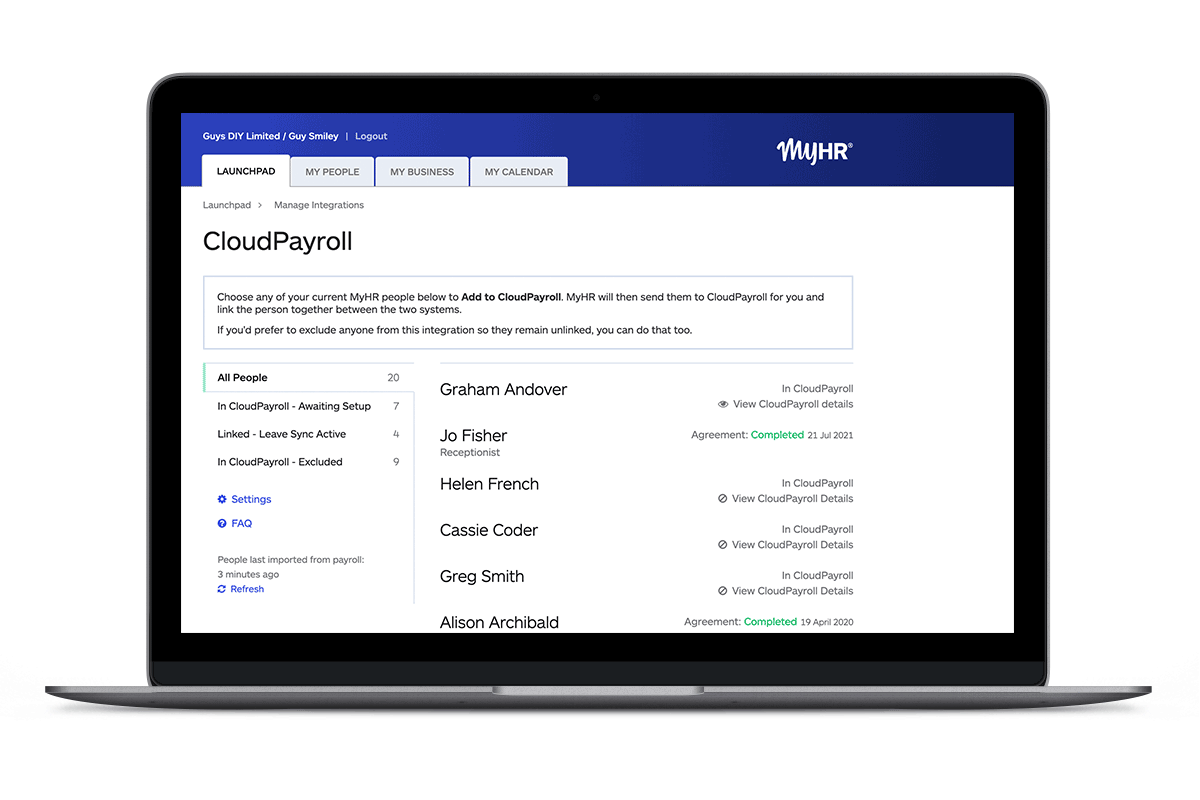 CloudPayroll + MyHR integration - MyHR AU